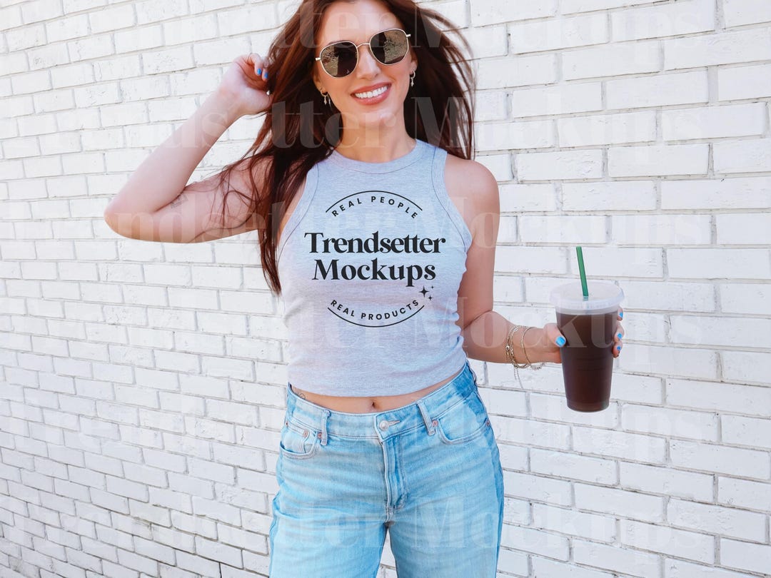 Bella Canvas 1019 Athletic Heather Tank Mockup | BC1019 Micro Ribbed ...