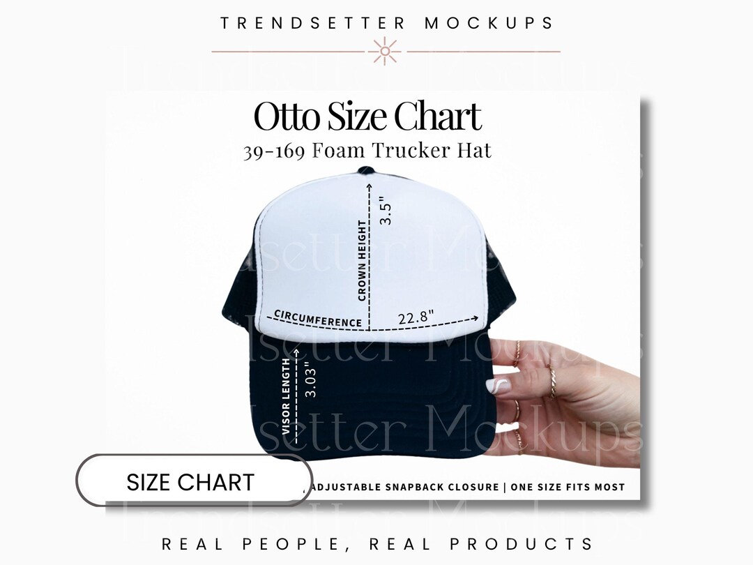Otto Hat 39-169 Size Chart | Unisex Otto Cap Size Chart | Trucker Hat ...