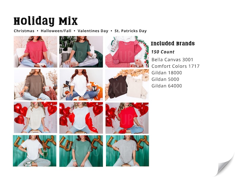 Whole Shop Mockup Bundle Mini: Comfort Colors 1717, Gildan 18000, Bella ...