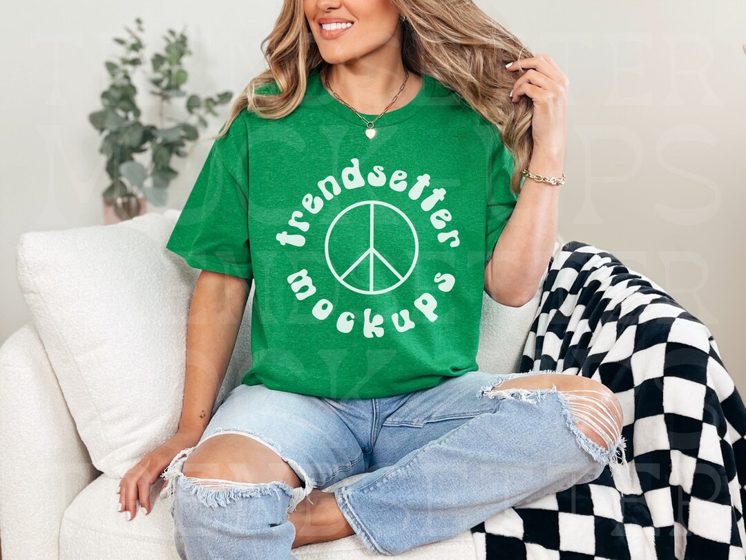 Gildan 5000 Antique Irish Green Mockup, G500 Oversized Shirt Mockup ...