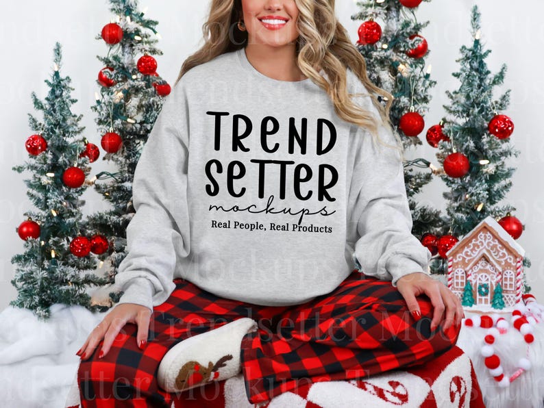 Jerzees Ash Sweatshirt Christmas Mockup | J562MR Grey Pullover (digital ...