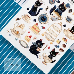 Cat Sticker Sheet Coffee Break Sticker for Cat Lover Afternoon Tea Time ...
