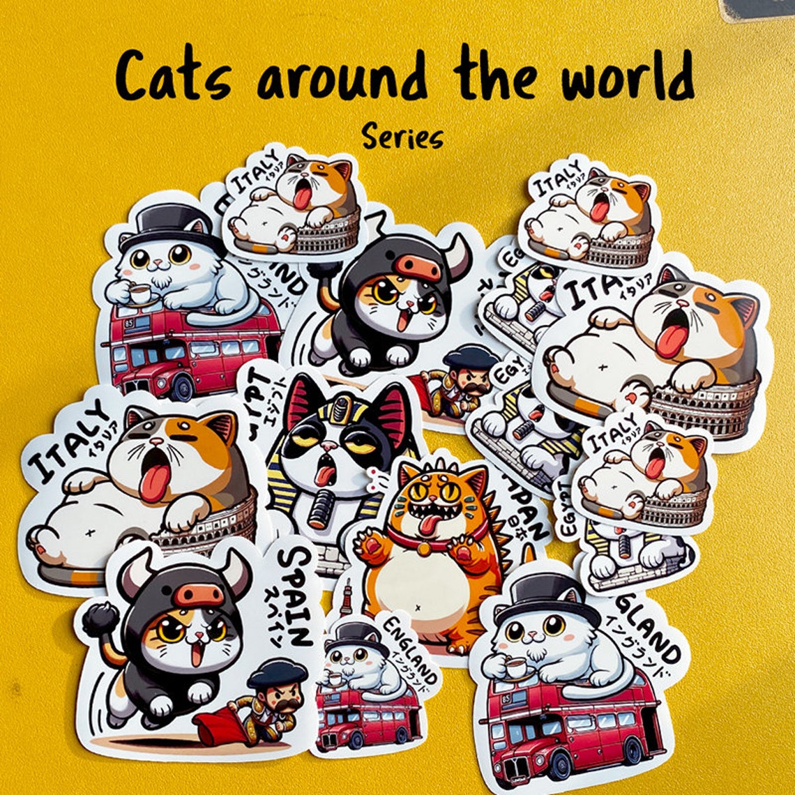 Cute Cat Sticker Italy Colosseo Rome Travel Sticker Stand Out Luggage ...