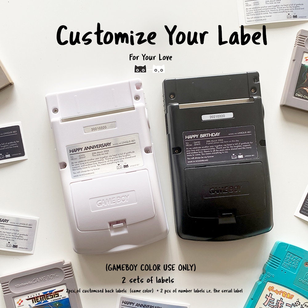 Personalized Gameboy Color Label Back X2 , Birthday, Anniversary, Retro ...