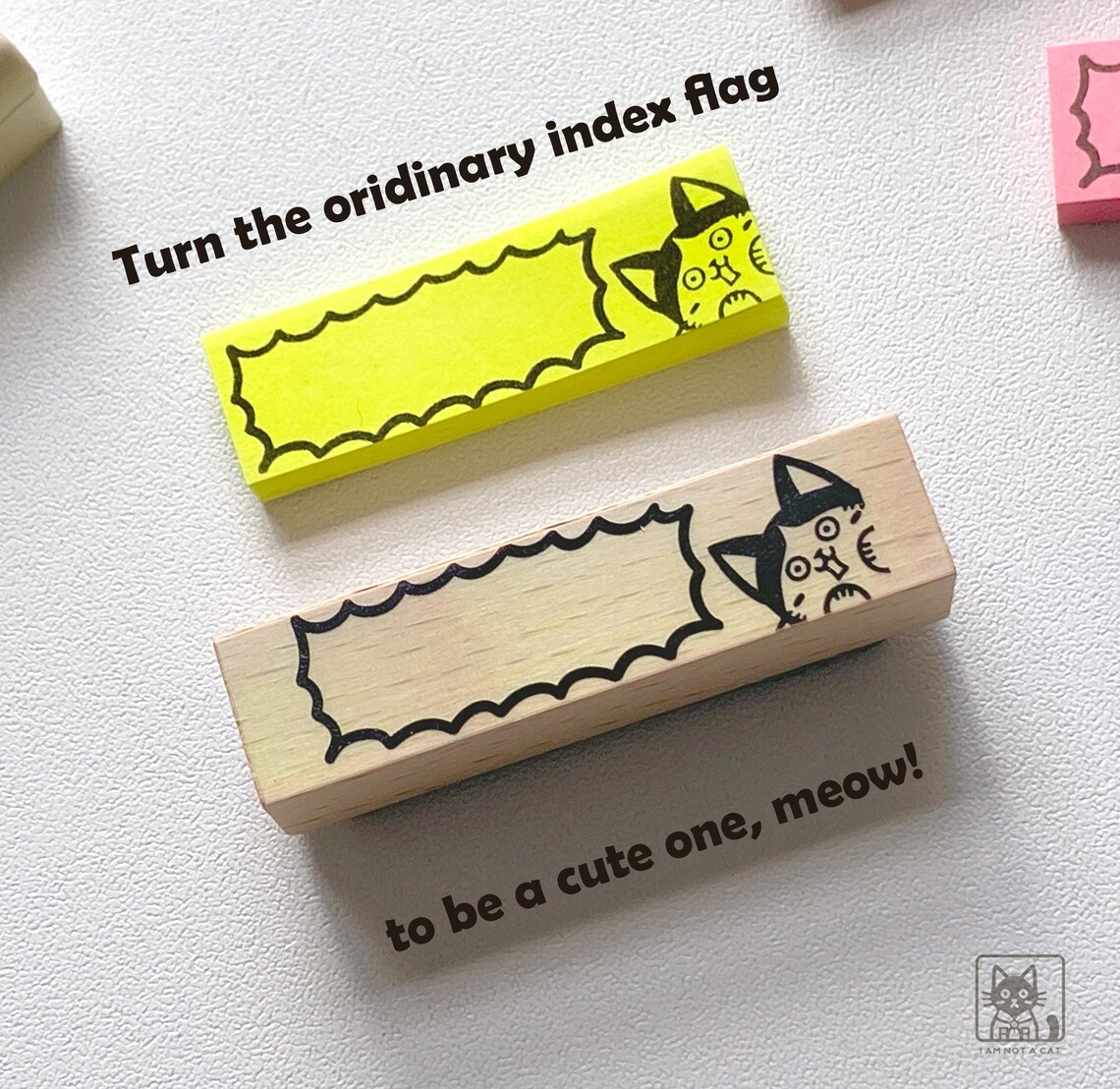 Cute Cat Stamp, Cat Message Stamp for Sticky Note, Book Tabs Stamp, Cat ...