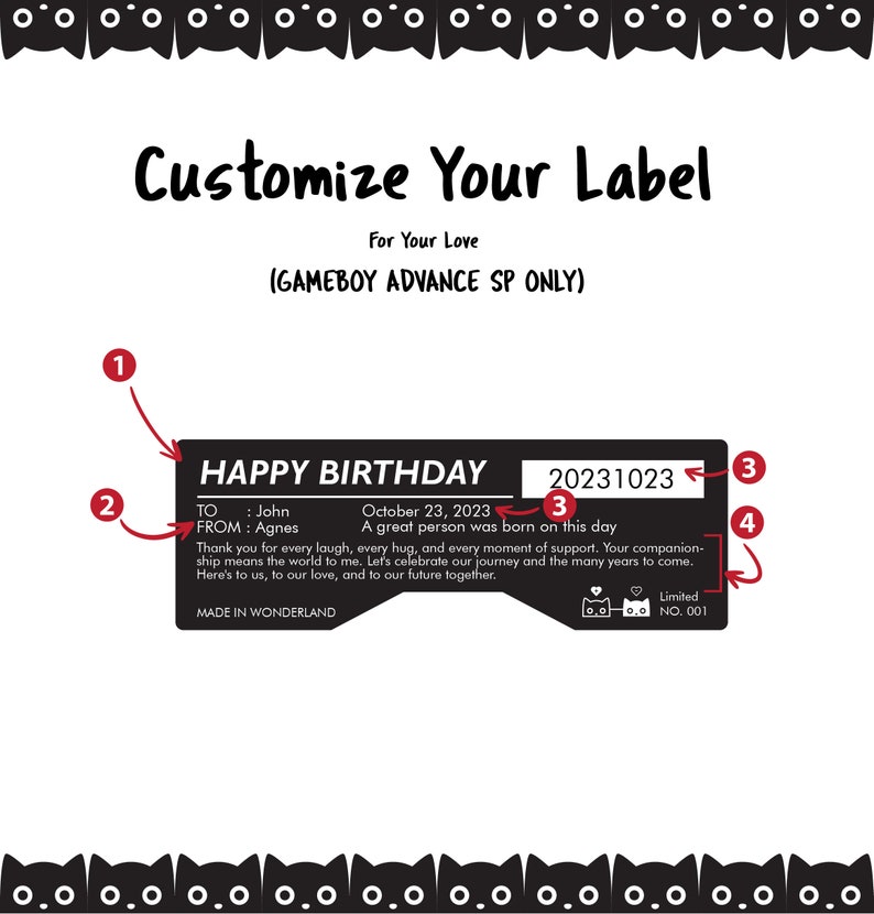 Personalized Gameboy Advance SP GBASP Label Back X2 , Birthday ...