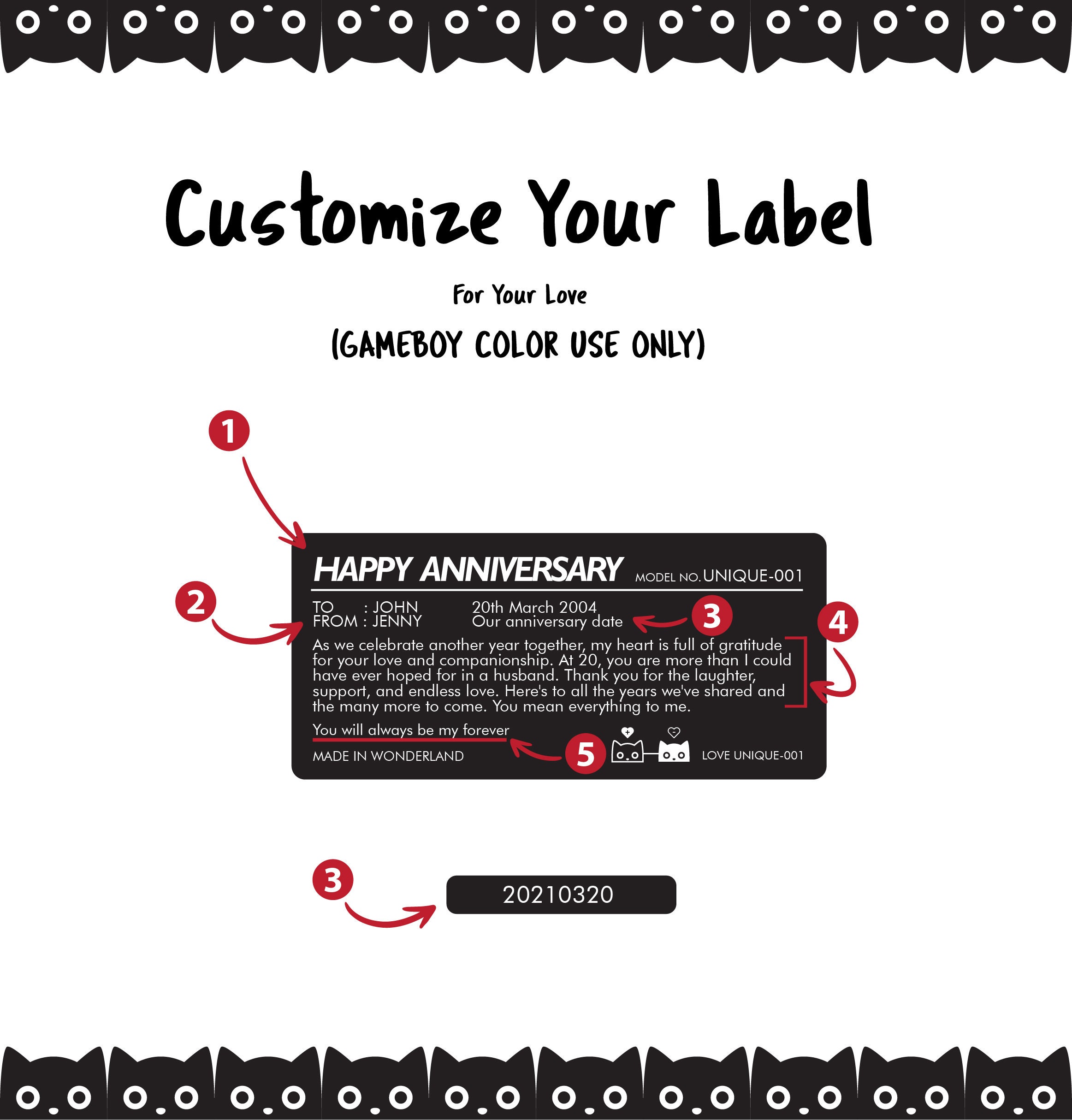 Personalized Gameboy Color Label Back X2 , Birthday, Anniversary, Retro ...