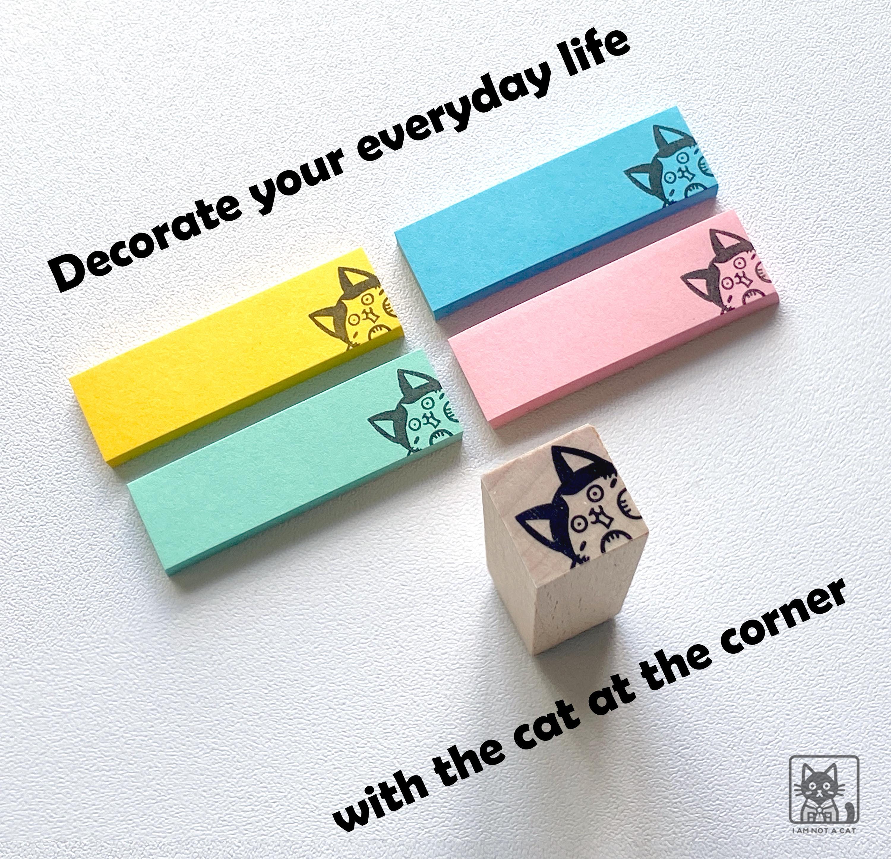 Cute Cat Stamp, Cat Message Stamp for Sticky Note, Book Tabs Stamp Cat ...