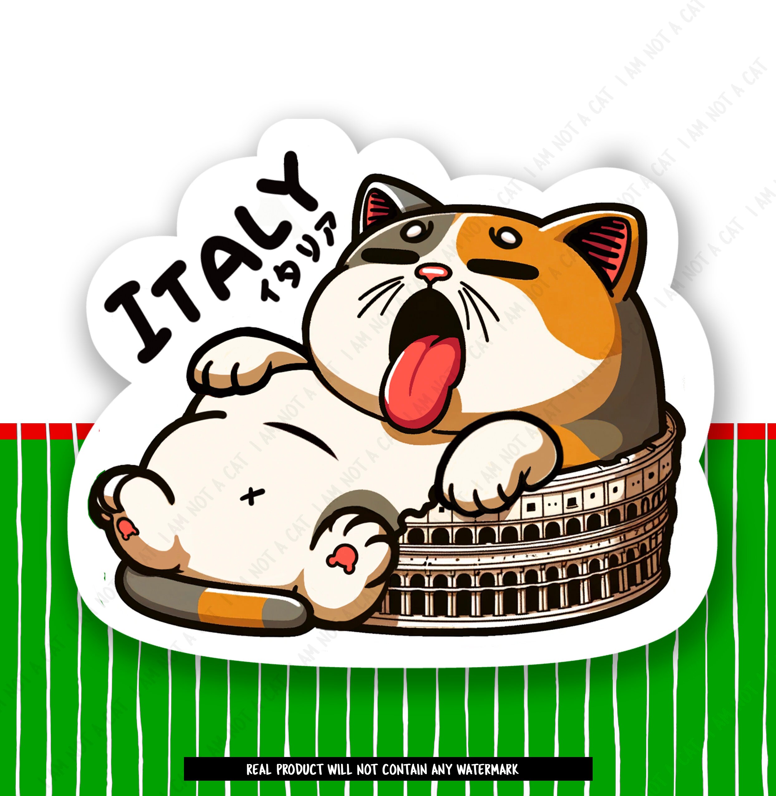 Cute Cat Sticker Italy Colosseo Rome Travel Sticker Stand Out Luggage ...