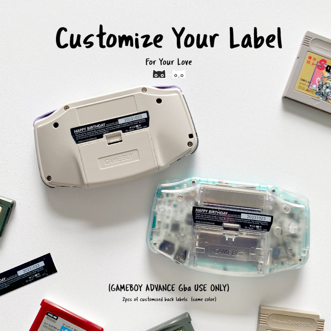 Personalized Gameboy Advance GBA Label Back X2 , Custom GBA Back Label ...