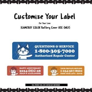 Personalized Gameboy Color Battery Label Battery Lid Back, Birthday ...