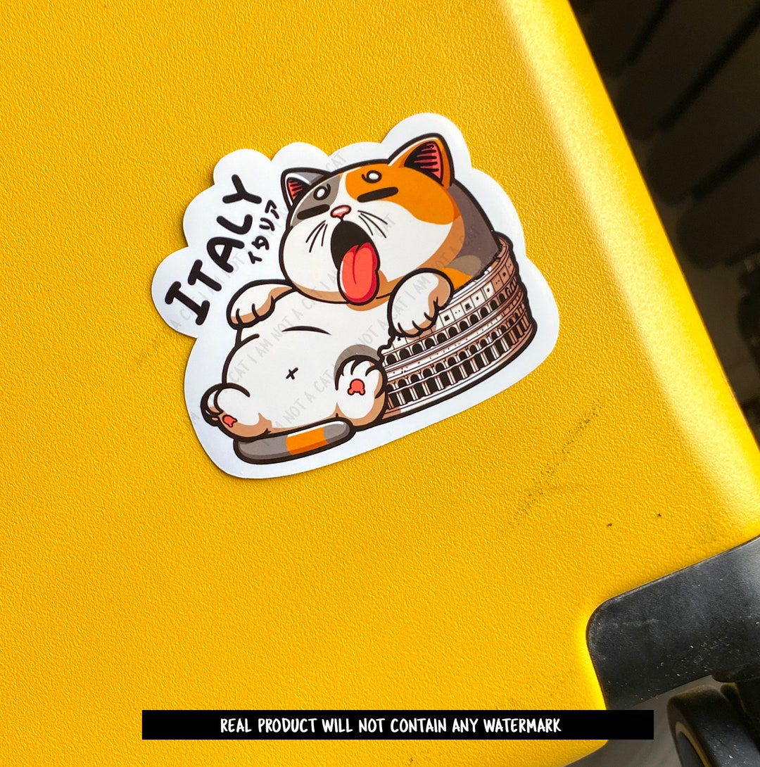 Cute Cat Sticker Italy Colosseo Rome Travel Sticker Stand Out Luggage ...