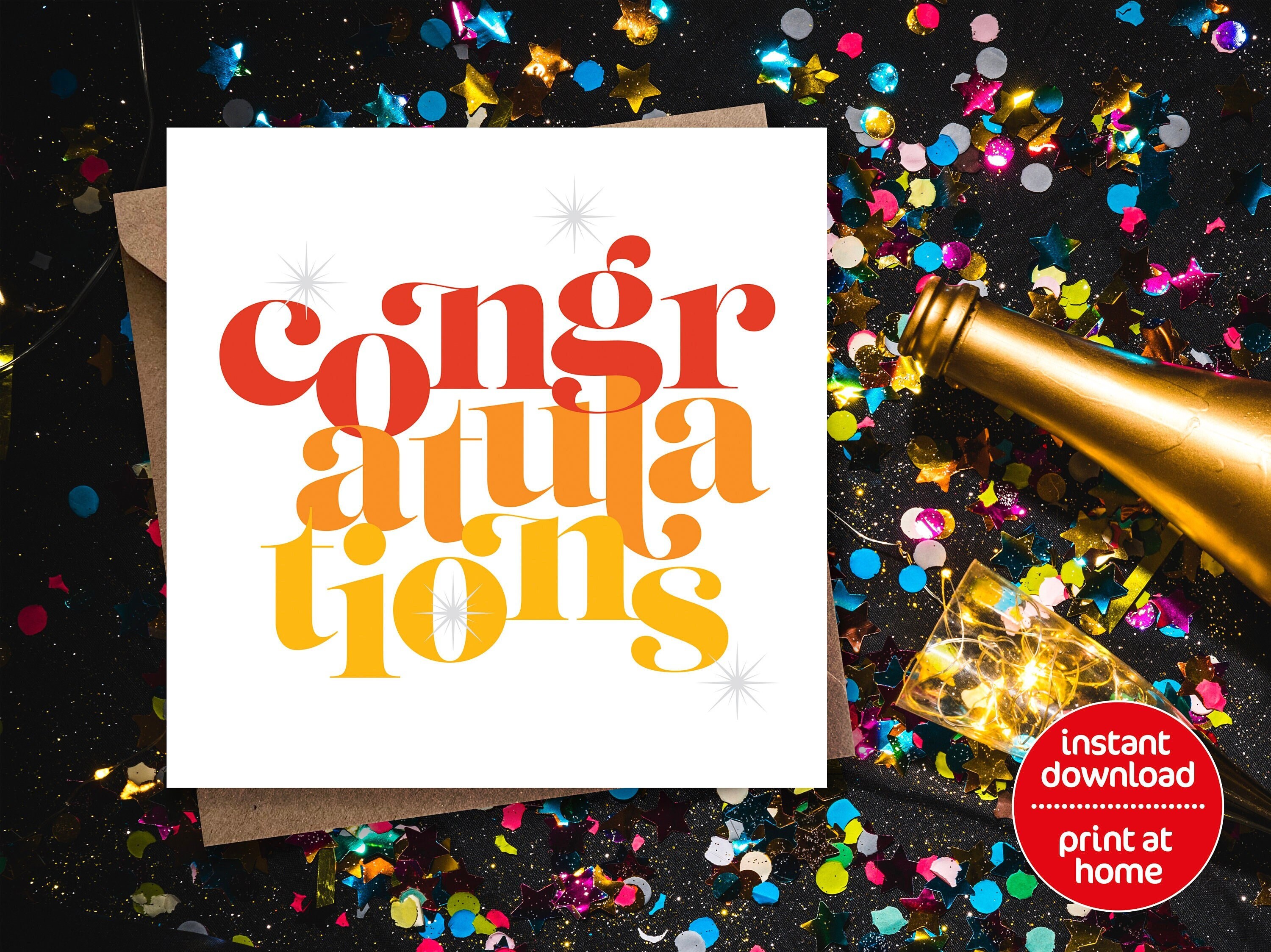 PRINTABLE CARD Congratulations Card Instant DOWNLOAD - Etsy