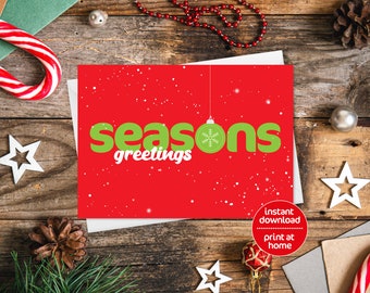 Merry Christmas Card, Happy Xmas Card, Printable Festive Card, Digital ...