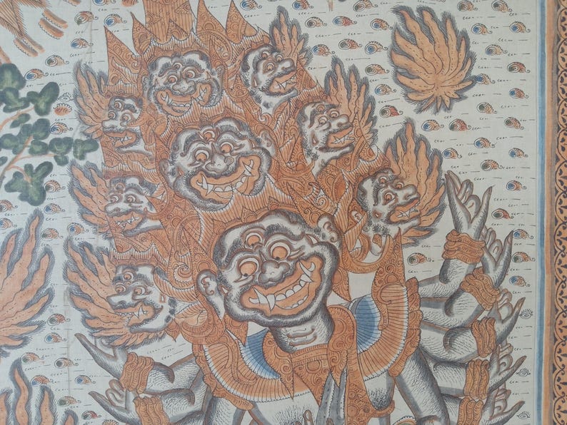 Vintage Large Kamasan Painting From Bali - Etsy