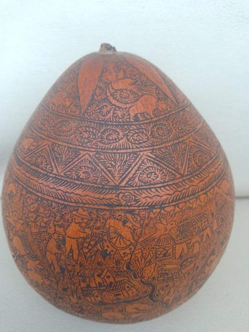Hand Carved Gourd From Peru - Etsy