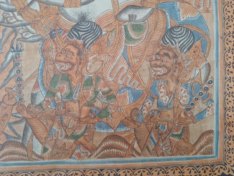 Vintage Large Kamasan Painting From Bali - Etsy