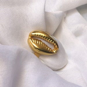 Cowrie Shell Charm Ring, Shell Ring, Statement Ring, Money Cowrie Ring ...