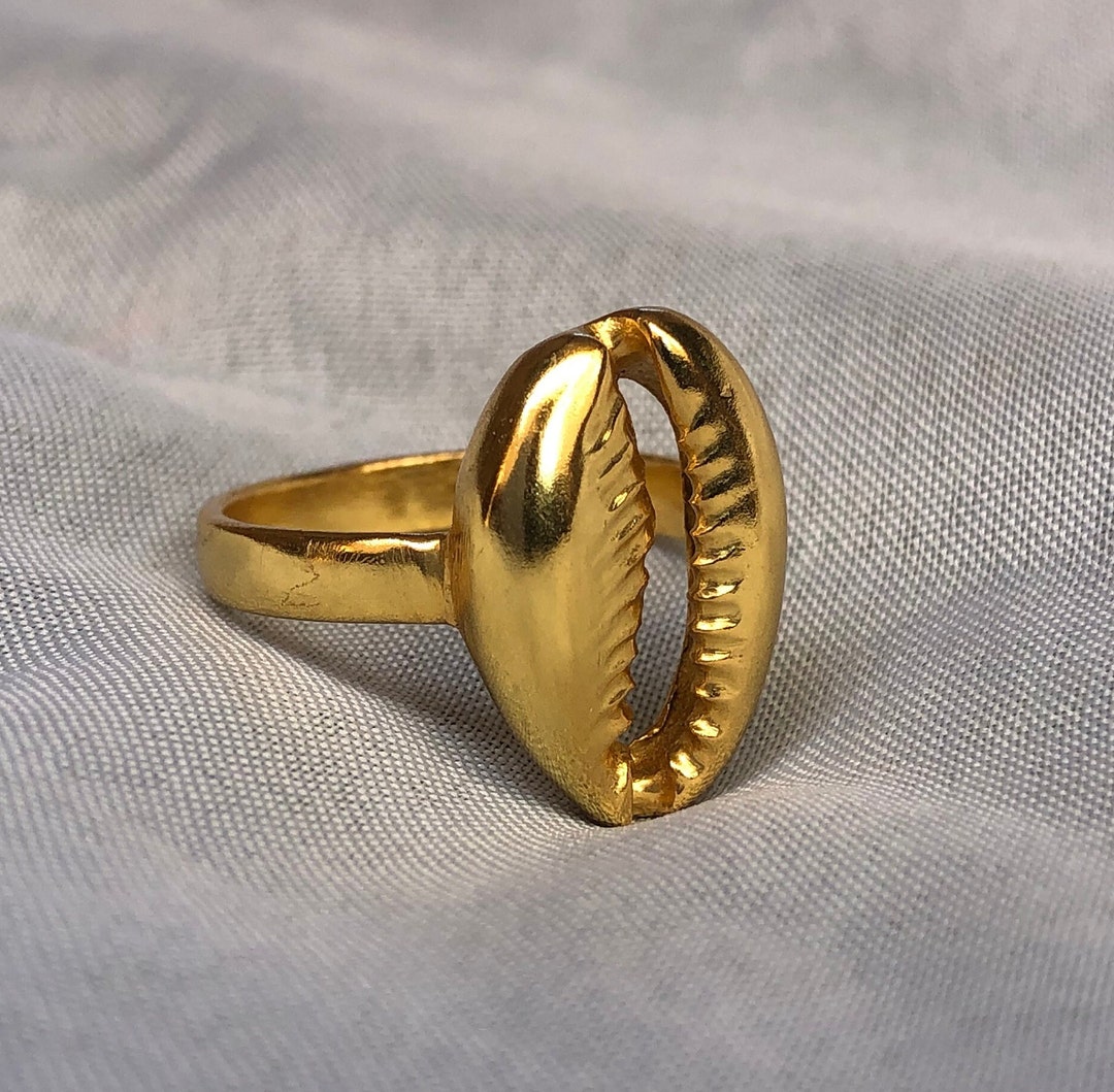 Cowrie Shell Charm Ring, Shell Ring, Statement Ring, Money Cowrie Ring ...