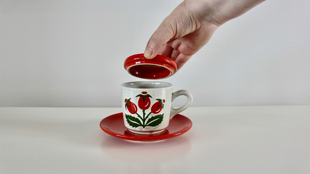 Vintage Waechtersbach Covered Tea Cup 3 Piece Set Retro 1970 Bohemian ...