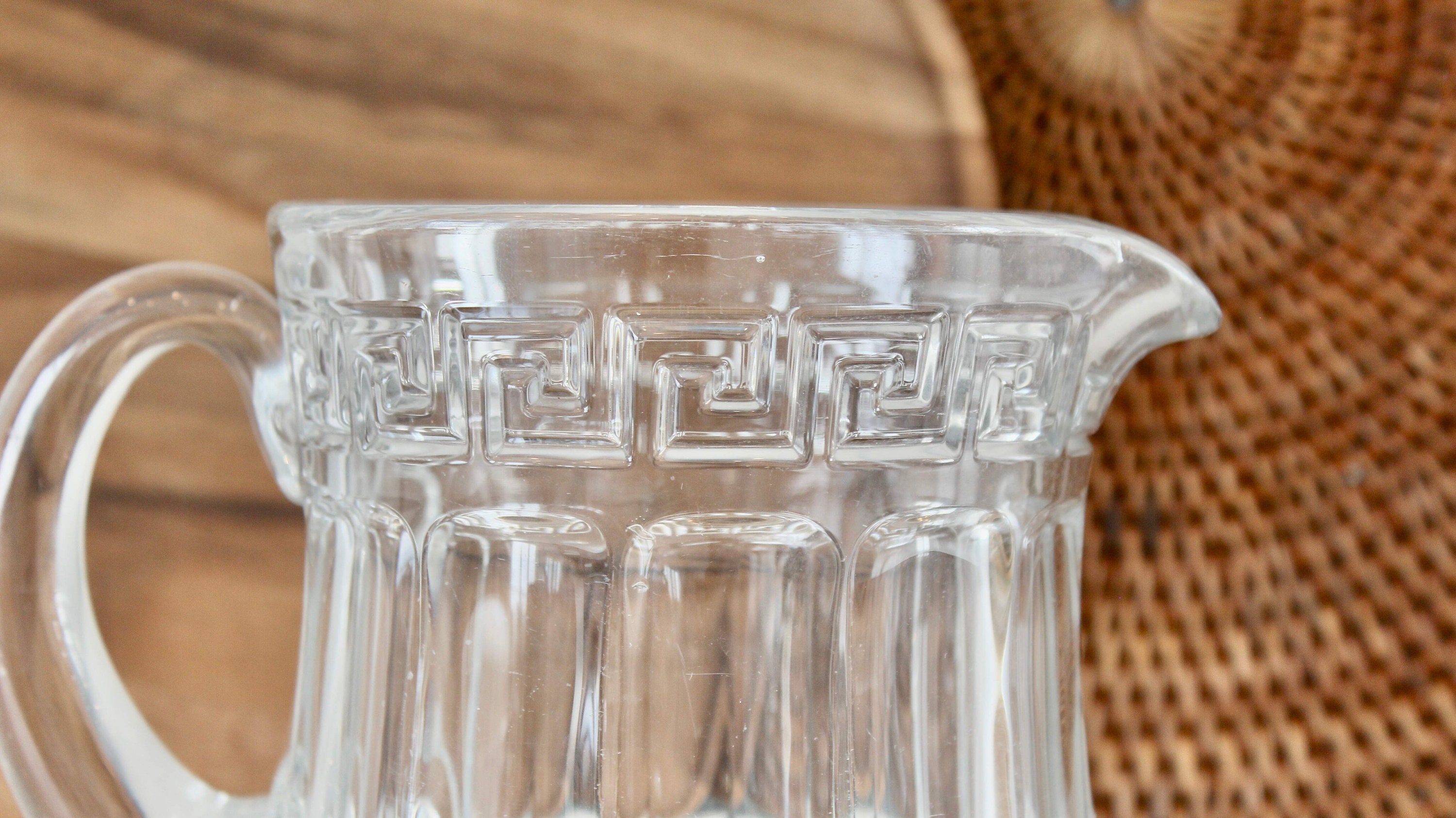 Vintage Heisey Glass Greek Key 48oz Pitcher Retro Collectible Cut ...