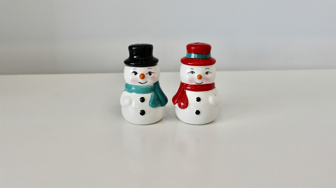 Vintage Snowman Salt & Pepper Shakers Winter Holiday Christmas Decor - Etsy