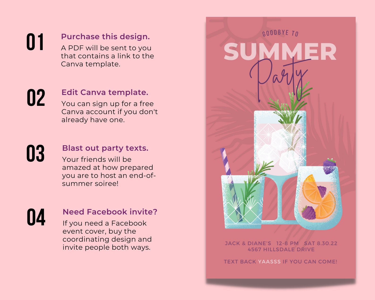Goodbye Summer Party Printable - Editable Text Message Invitation - Etsy