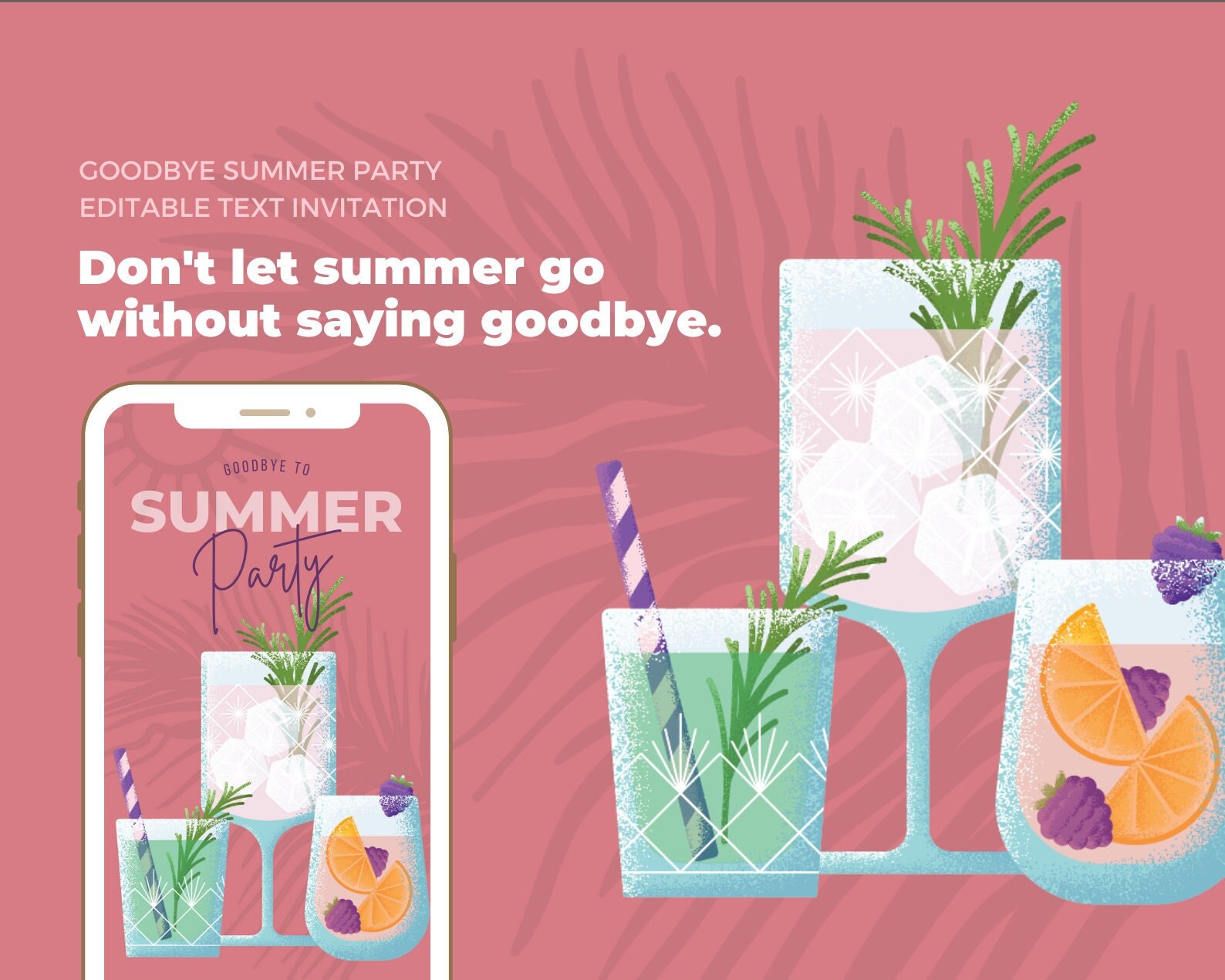 Goodbye Summer Party Printable - Editable Text Message Invitation - Etsy