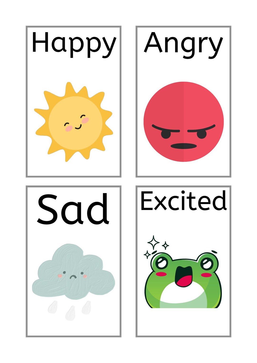 Basic Emotion Flash Cards - Etsy