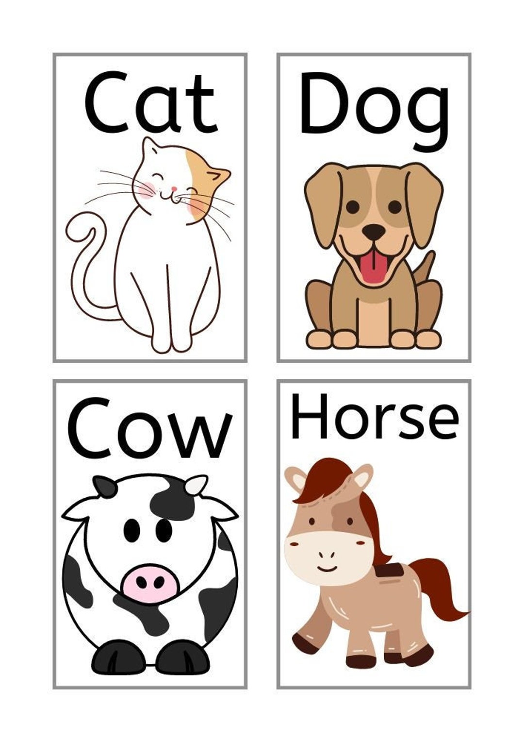 Animal Flash Cards - Etsy