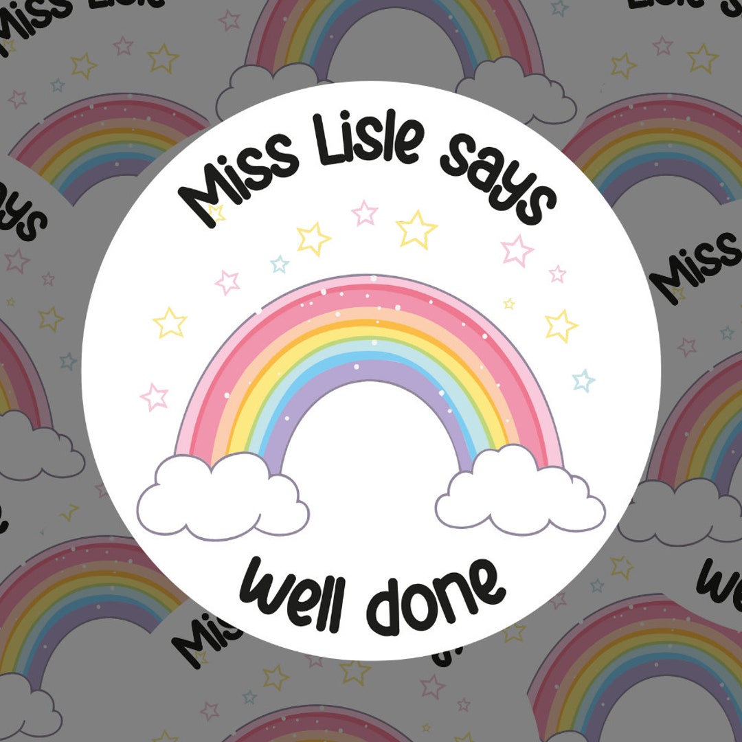 Personalised Colourful Rainbow Stickers School Teacher Reward Stickers ...