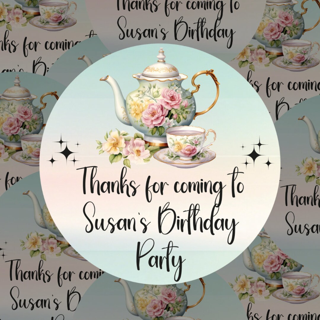 Personalised Floral Tea Party Stickers Flower Birthday - Etsy
