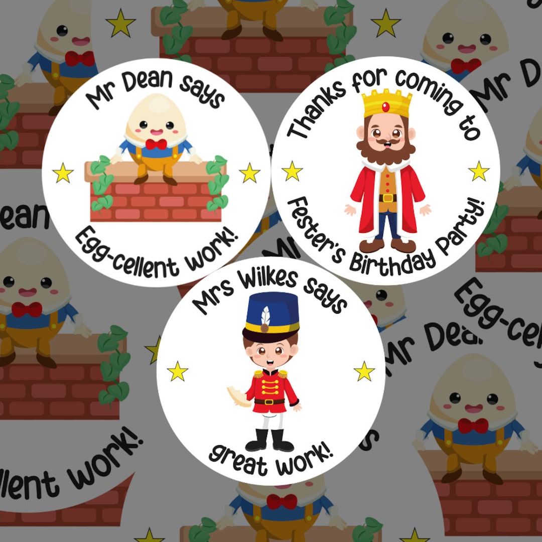Personalised Humpty Dumpty Stickers School Teacher Reward Stickers ...