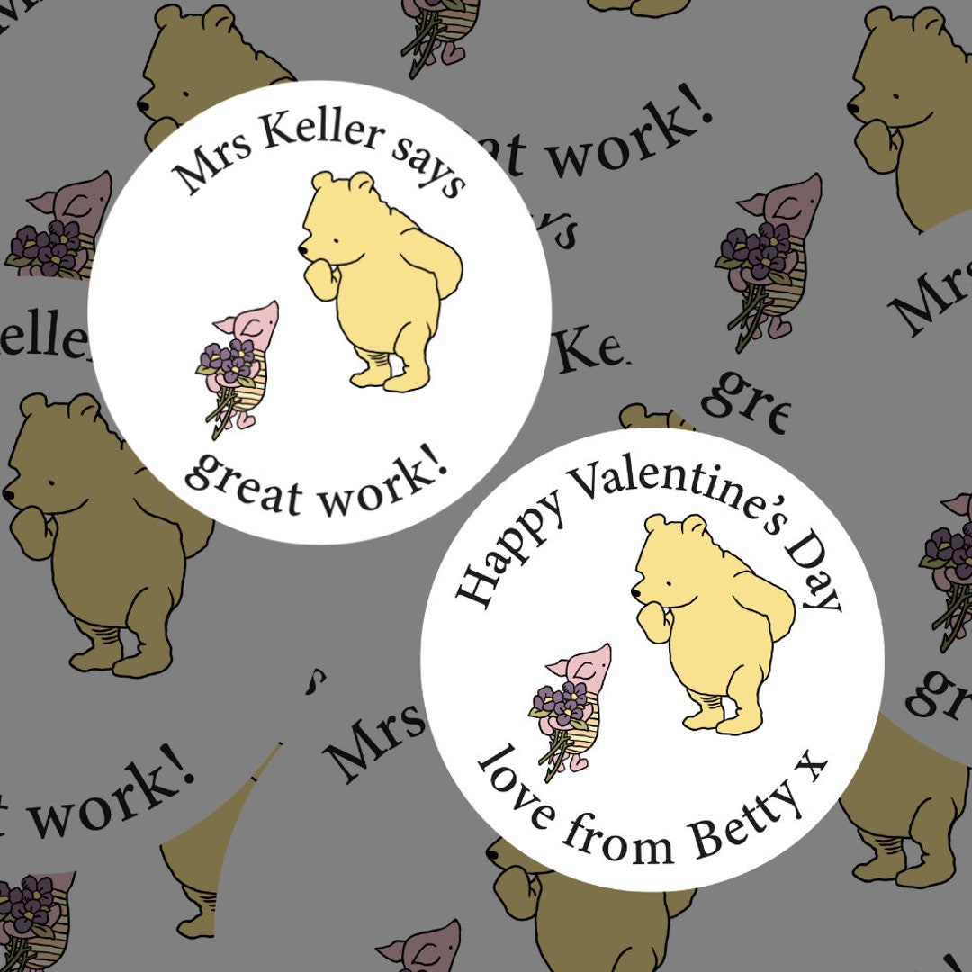 Personalised Classic Winnie the Pooh Bear Stickers Teacher Reward ...