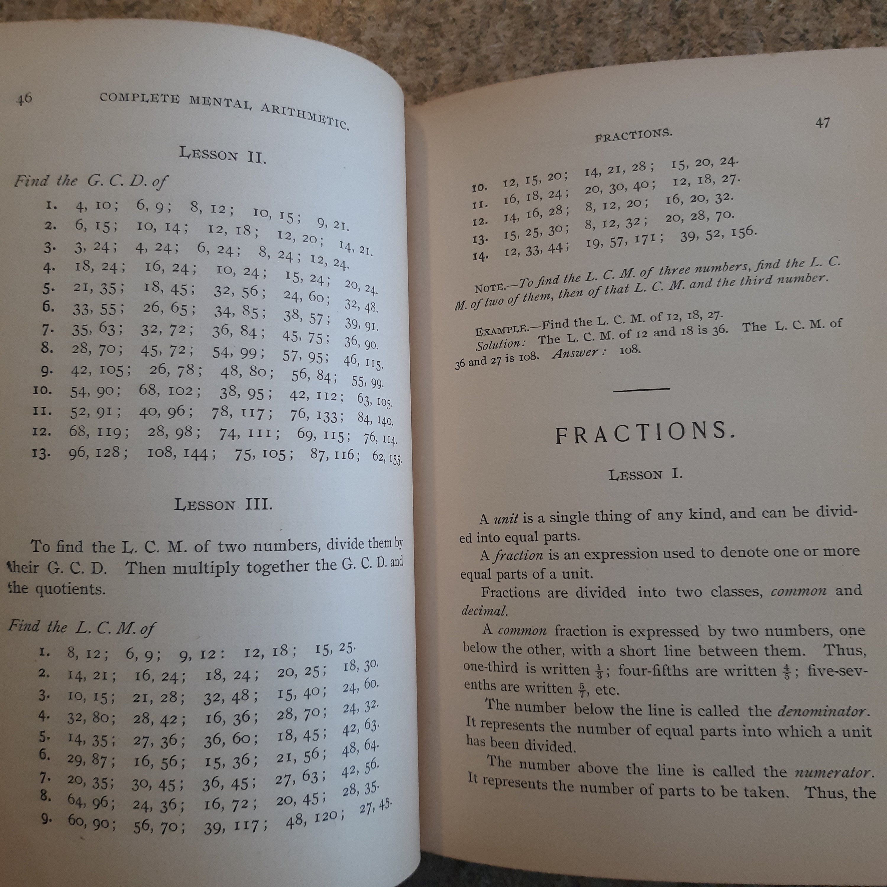 1893 Dubbs' Complete Mental Arithmetic/ Antique Educational School ...