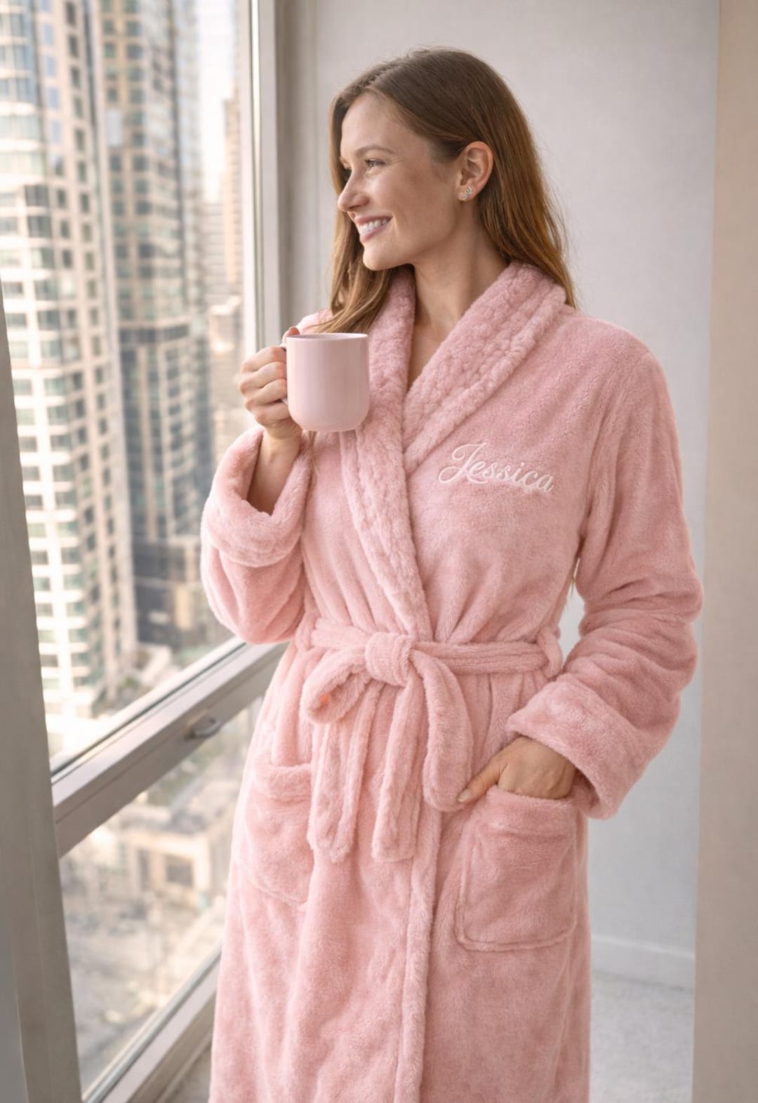 Personalized Plush Robe for Her – Embroidered Fleece Bathrobe, Cozy ...