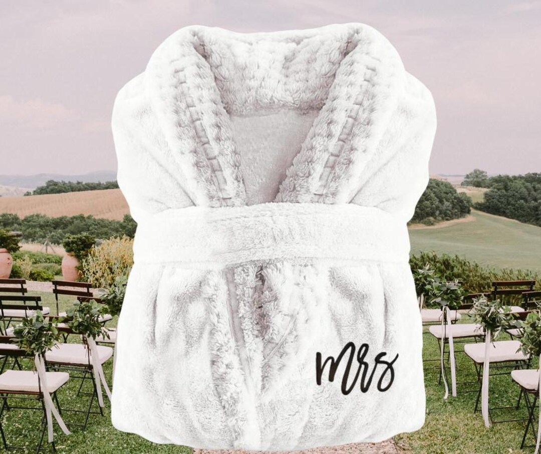Super Plush Custom Name Robe Long Embroidered Bathrobe, Women's Fluffy ...