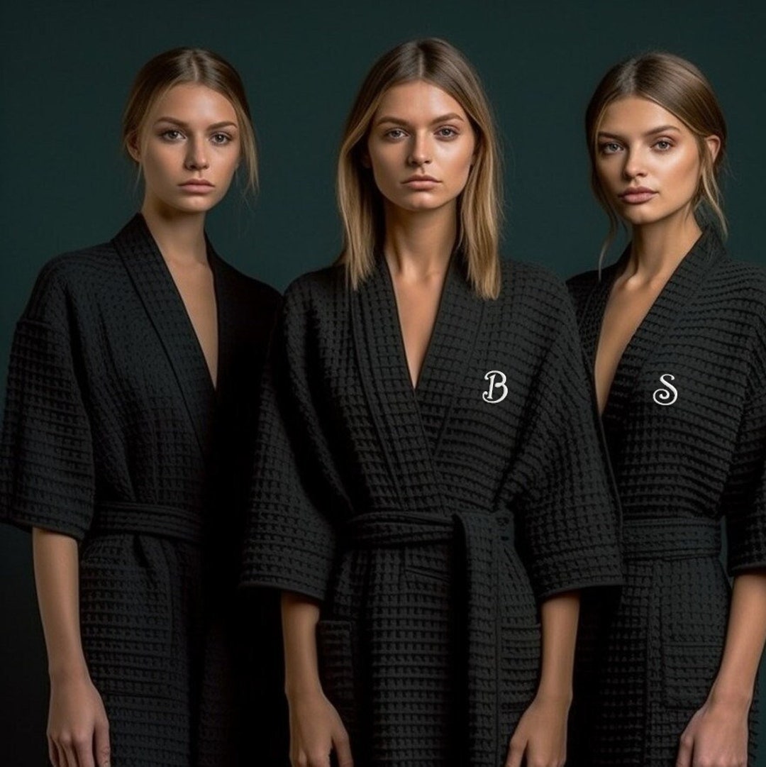 Personalized Short Waffle Weave Robe for Women Cotton White S-2XL - Etsy