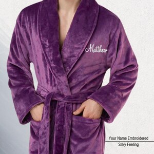 Custom Men's Fleece Robe, Personalized Embroidery, Anniversary Gift - Etsy