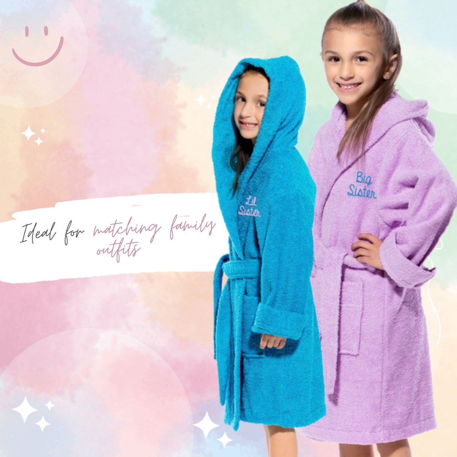 Terry Cloth Kids Hooded Robes 100% Turkish Cotton Wraps - Etsy