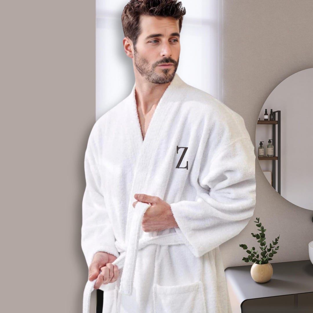 Men's Custom Spa Robe, Soft Turkish Terry Cloth Bathrobe | Personalized ...