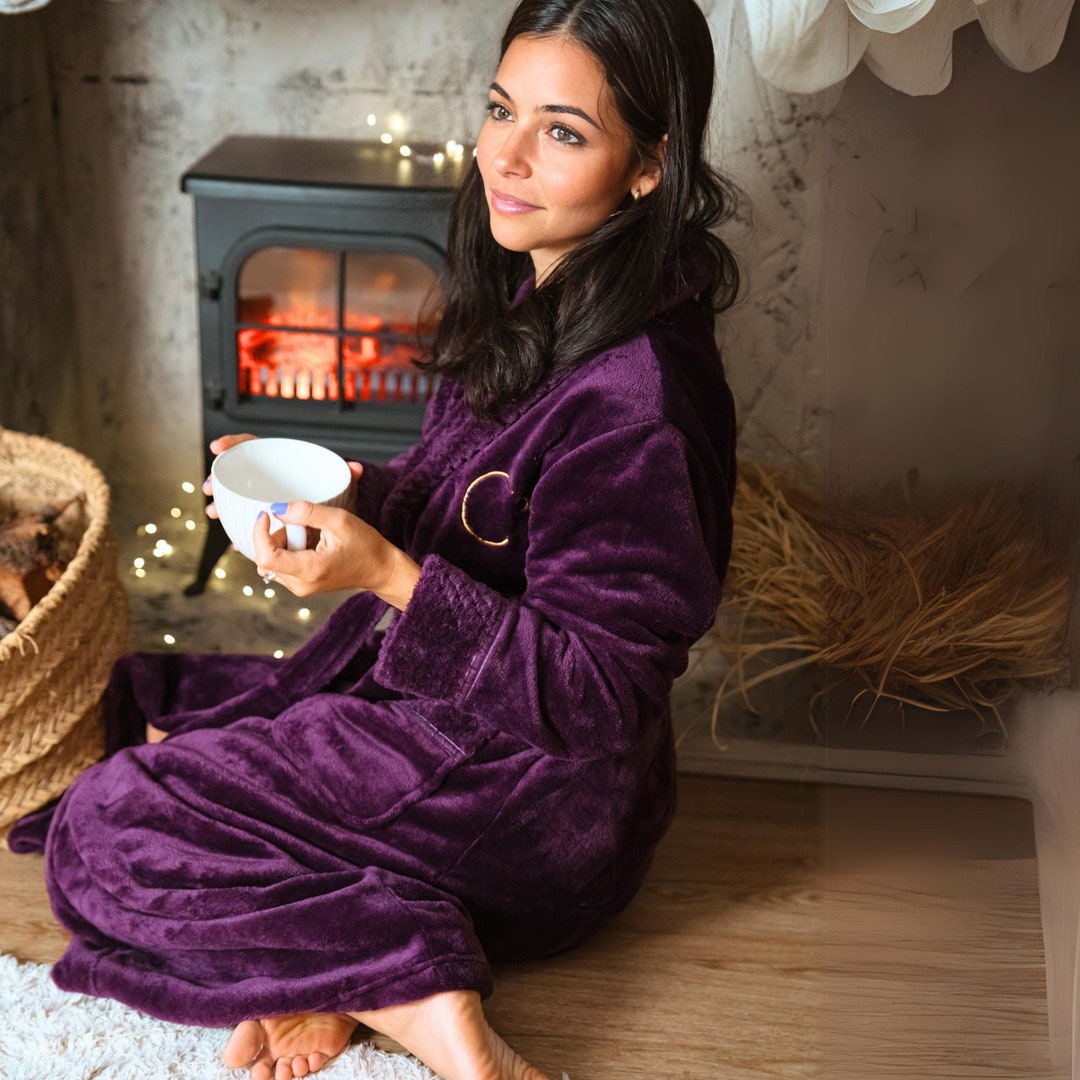 Super Plush Custom Name Robe - Long Embroidered Bathrobe, Women's ...