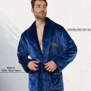 Personalized Men's Robe - Custom Fleece Bathrobe for Husband & Fiance ...