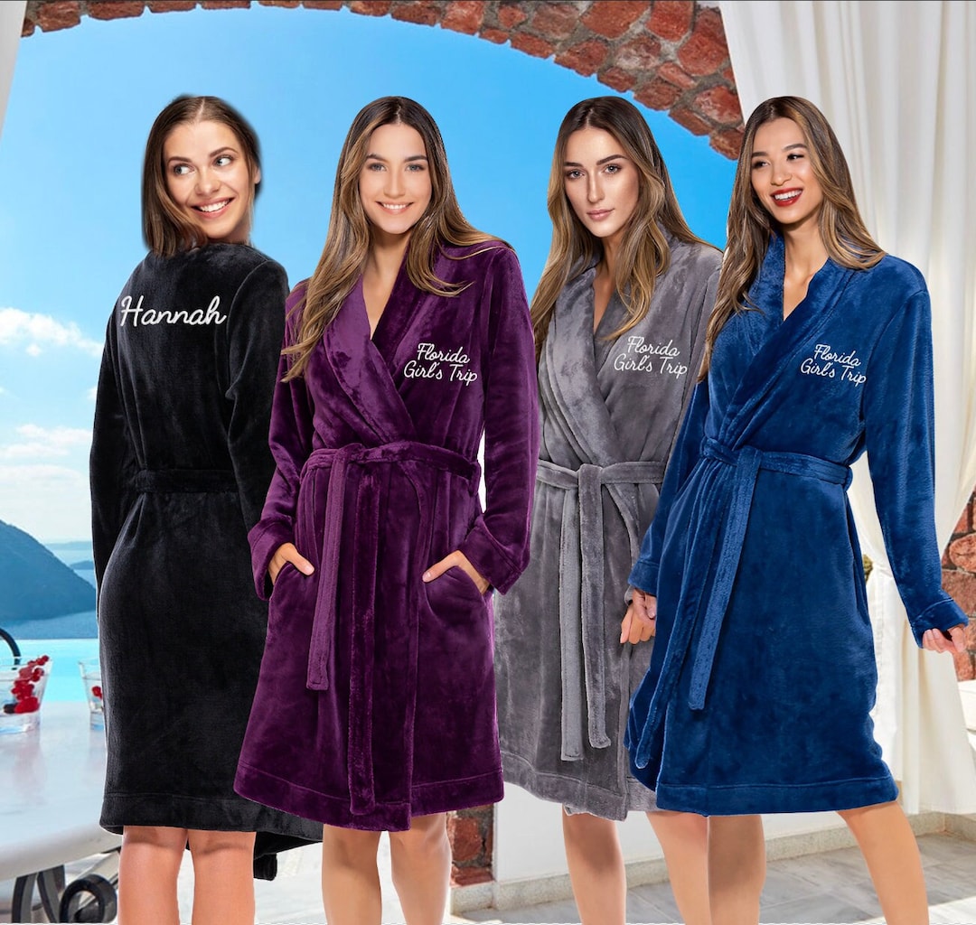 Girls Trip Personalized Robes Snow Squad Gifts Purple Bridesmaid Robe ...