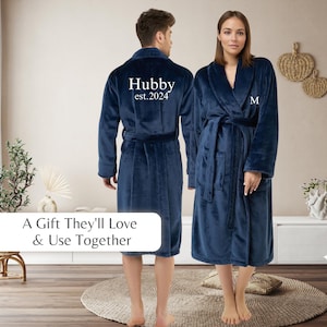 Mr and Mrs Robes - Luxury Personalized Bathrobe, Embroidered Fleece ...
