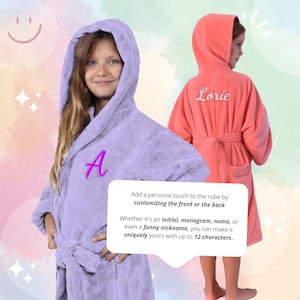 Personalized Hooded Robes for Kids, Flannel Robe, Plush Kimono ...