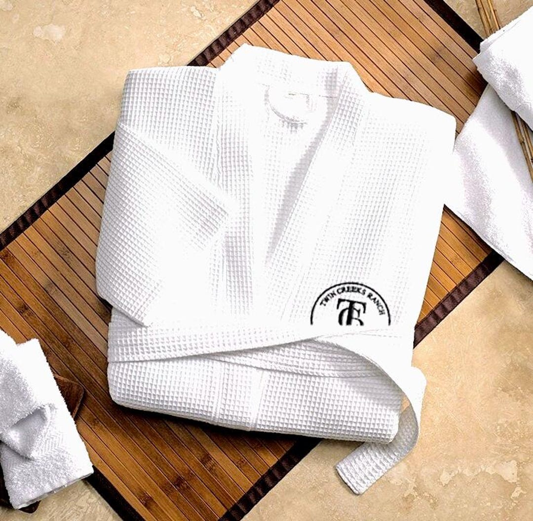 Embroidered Logo Robes, Personalized Waffle Weave Robe, Corporate Gift ...
