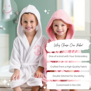 Personalized Hooded Robes for Kids, Flannel Robe, Plush Kimono ...
