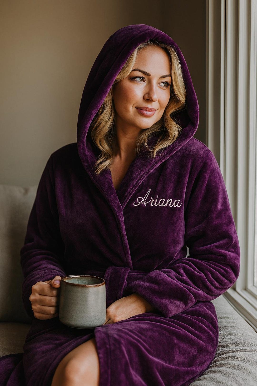 Super Plush Custom Name Robe - Long Embroidered Bathrobe, Women's ...