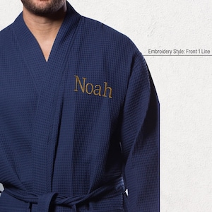 Custom Father's Day Waffle Weave Robe for Him, Best Dad Embroidered ...
